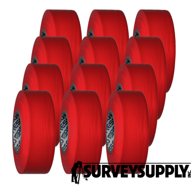 Dark Red Flagging Tape (Box of 12 Rolls) | Red Surveyor's Tape