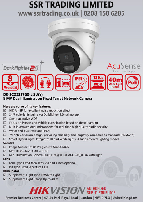 Hikvision 8MP Dual Illumination Turret IP Network Camera with 2.8mm ...