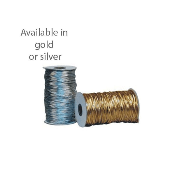Elastic Stretch Cord on Rolls - Gold or Silver - 250 yards/roll