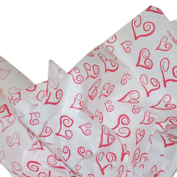 Swirly Hearts Valentines Pattern Tissue Paper