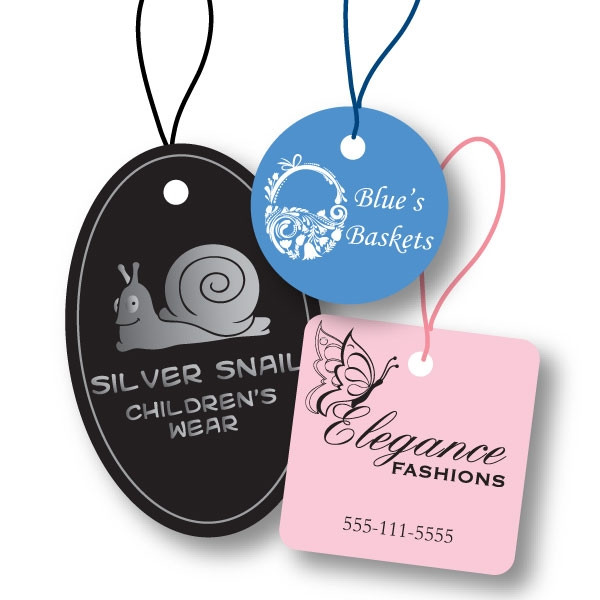 Custom Hot Stamped Tags with Strings-Medium Shapes