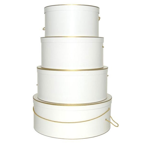 Rigid Nested Hat Boxes-Black & White Stripes