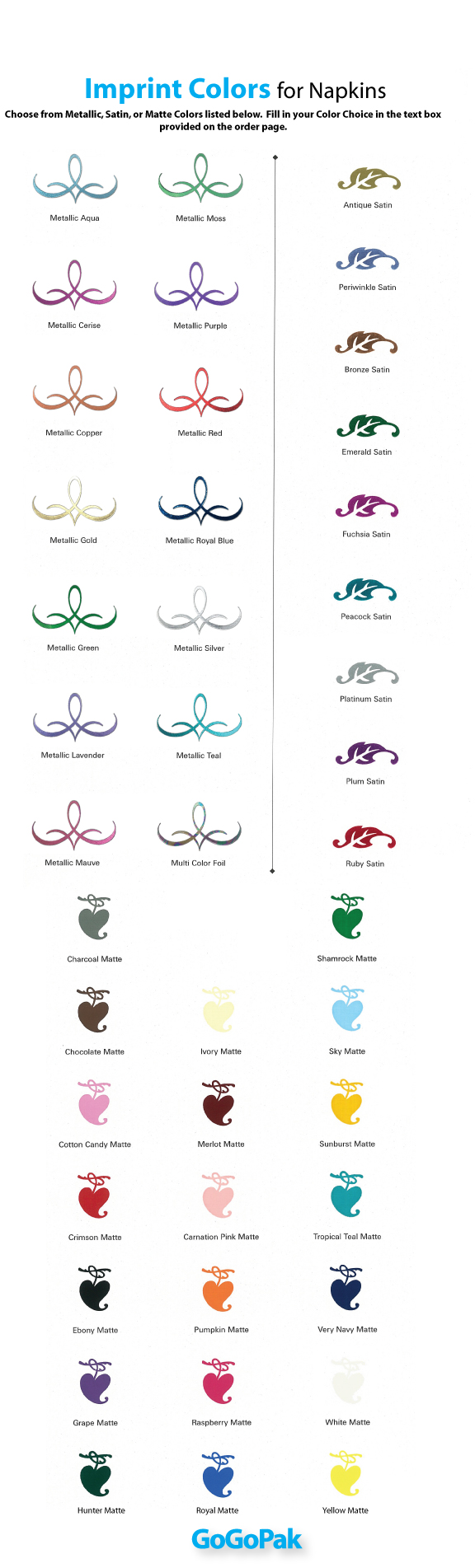 Napkin Imprint Colors