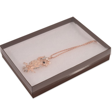 Clear Top with Brown Bases Jewelry Boxes 7" x 5" x 1-1/4" wholesale 100 ...