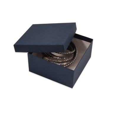 Navy Blue Jewelry Boxes - 3-1/2" x 3-1/2" x 2" - 100 Boxes/Pack