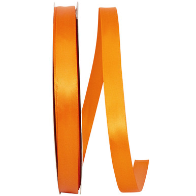 Orange Double Face Satin 5/8", 100 Yards/Roll
