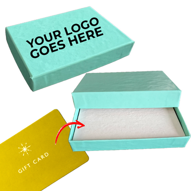 Custom Printed Aqua Gift Card Boxes