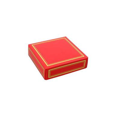 Chocolate Box Covers-3 oz.-1 Layer-Red with Gold Trim