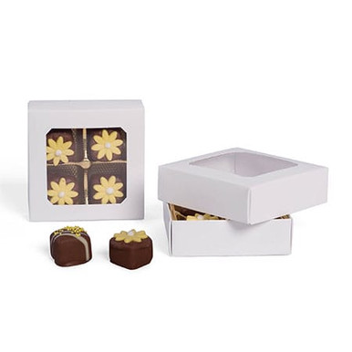 Chocolate Box Covers-3 oz.-1 Layer-Square Window White