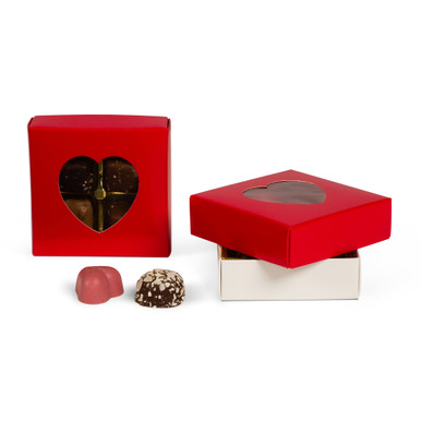 Chocolate Box Covers-3 oz.-1 Layer-Heart Window Red