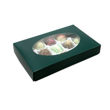 1/2 lb. Chocolate Box Covers-1 Layer-Oval Window Forest Green