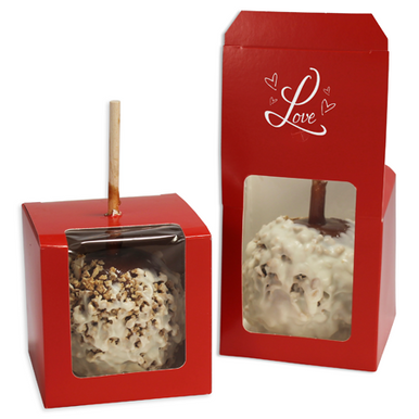 Custom logo on Red Candy Apple Boxes with Window