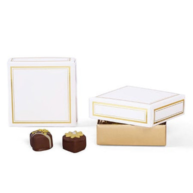 Chocolate Box Covers-3 oz.-1 Layer-White with Gold Trim