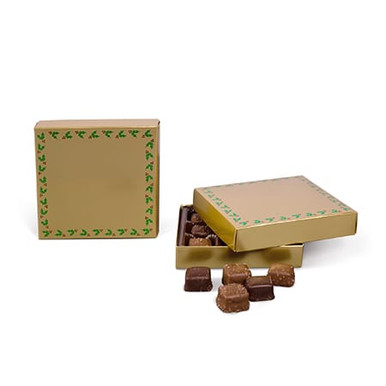 Chocolate Box Covers-8 oz.- Gold Holly Berries