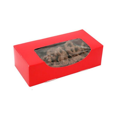 Candy & Fudge Boxes - 1 lb. Red with window - 1 piece Boxes