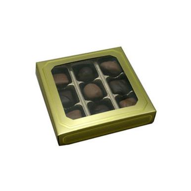 Chocolate Box Covers-8 oz.- Gold/Gold with Window