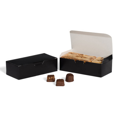 Candy & Fudge Boxes - 1 lb. Black Rectangle-Boxes-1 Piece Boxes