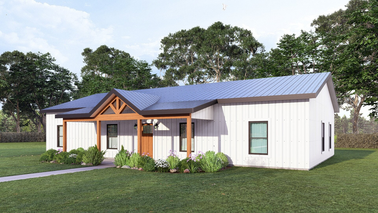 Rue Plan | Barndominium with Office | The House Plan Company