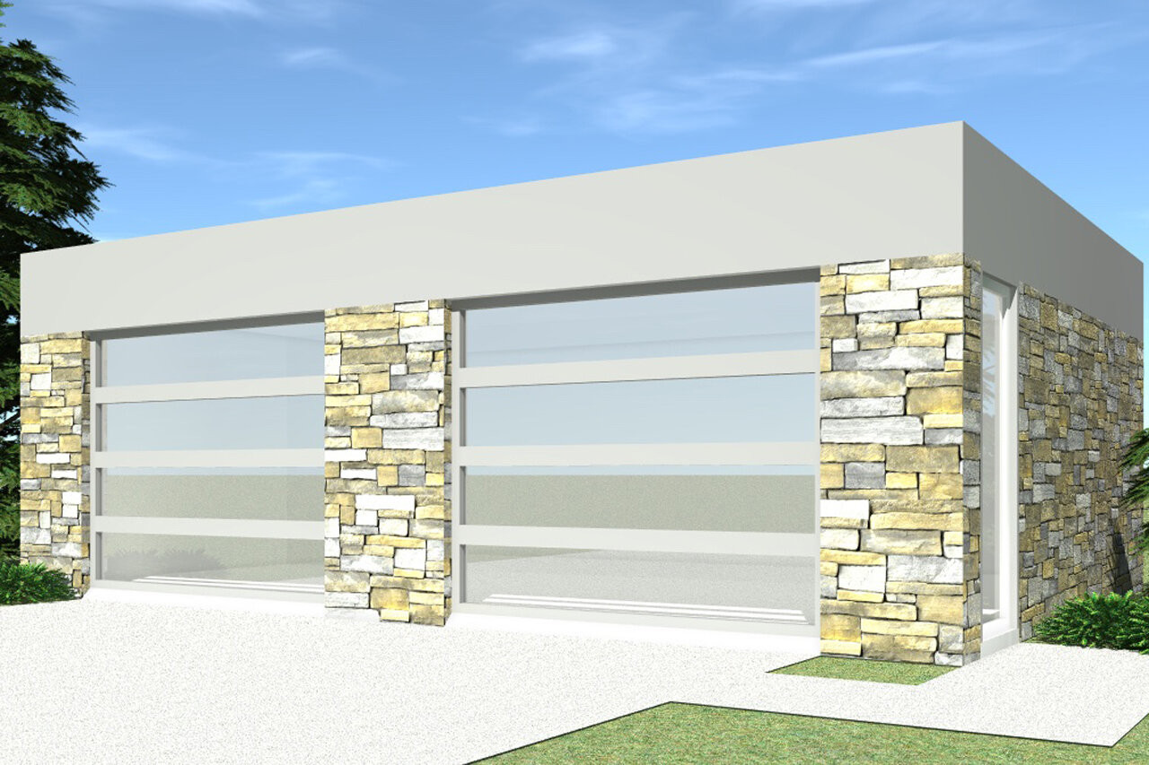 2 Car Garage Flat Roof Building Plans Garage Plan Ref 7050CFSB
