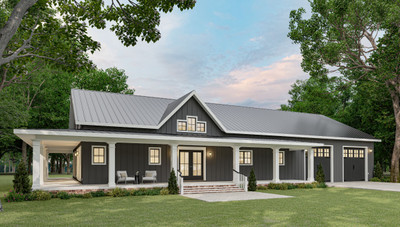 2,399 Sq Ft Split Floor Plan with Wrap Porch | The House Plan Company