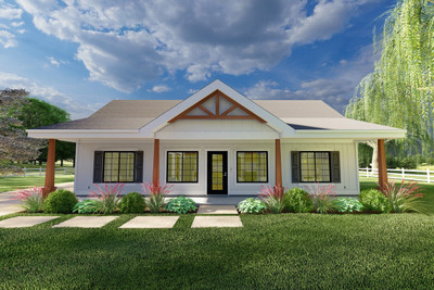 2 Bedroom Open Concept House Plan with Vaulted Living Area
