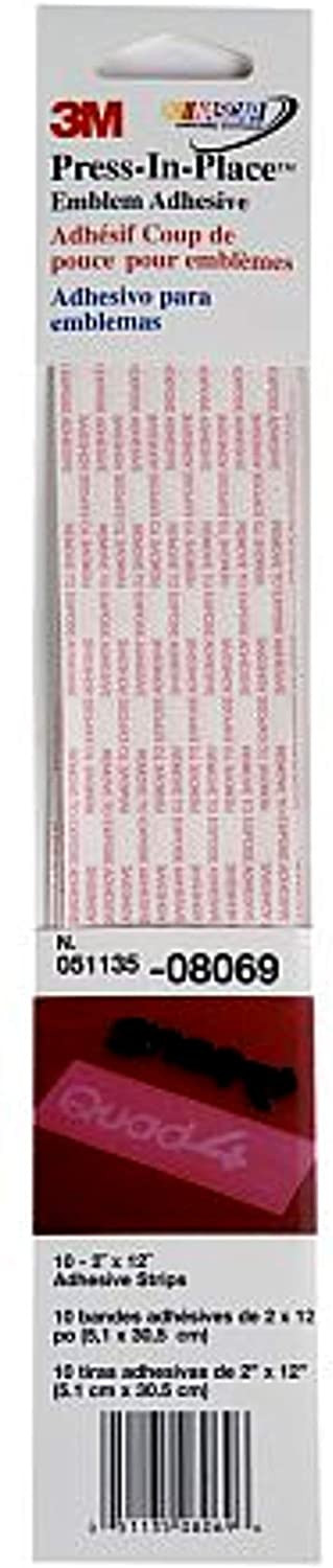 3M 08069 Press-In-Place Emblem Adhesive 2" x 12" 10/Pack