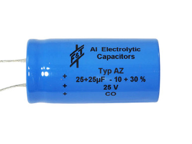 F&T Electrolytic Capacitor 25+25uF 25Vdc AZ Series Multi-Section Axial