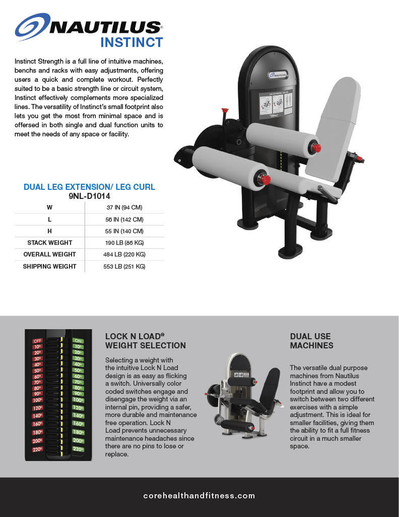 NAUTILUS INSTINCT DUAL LEG EXTENSION/ LEG CURL