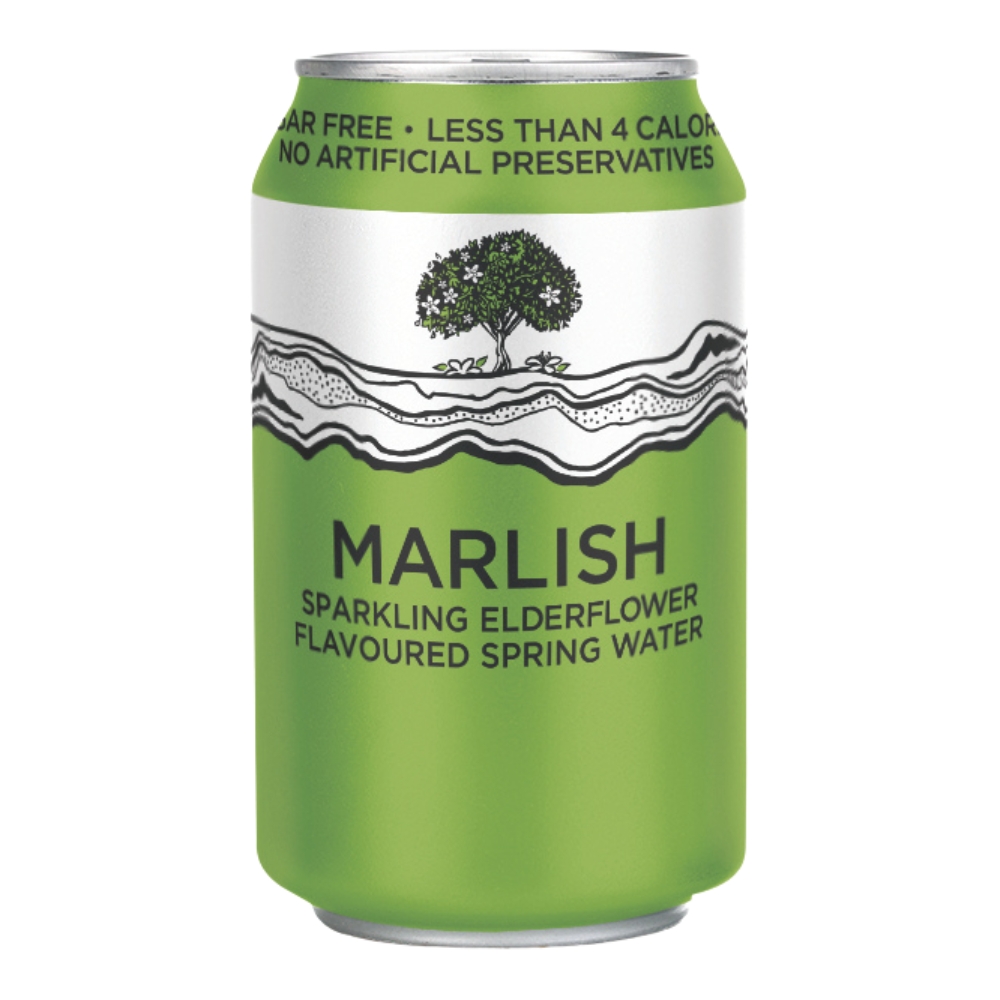 Marlish Sparkling Elderflower Water (Sugar Free) 24 x 330ml Cans - LWC ...