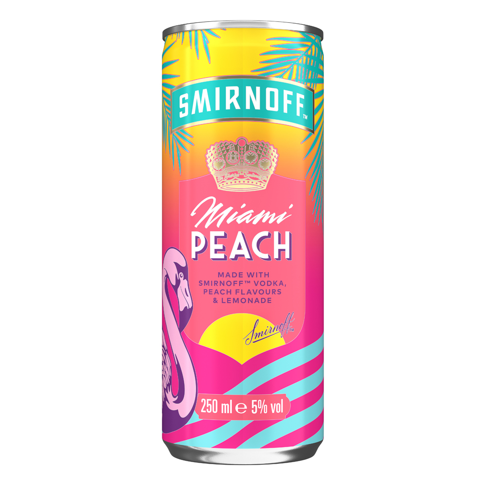 Smirnoff Miami Peach Vodka & Lemonade 12 x 250ml Can - LWC eCatalog