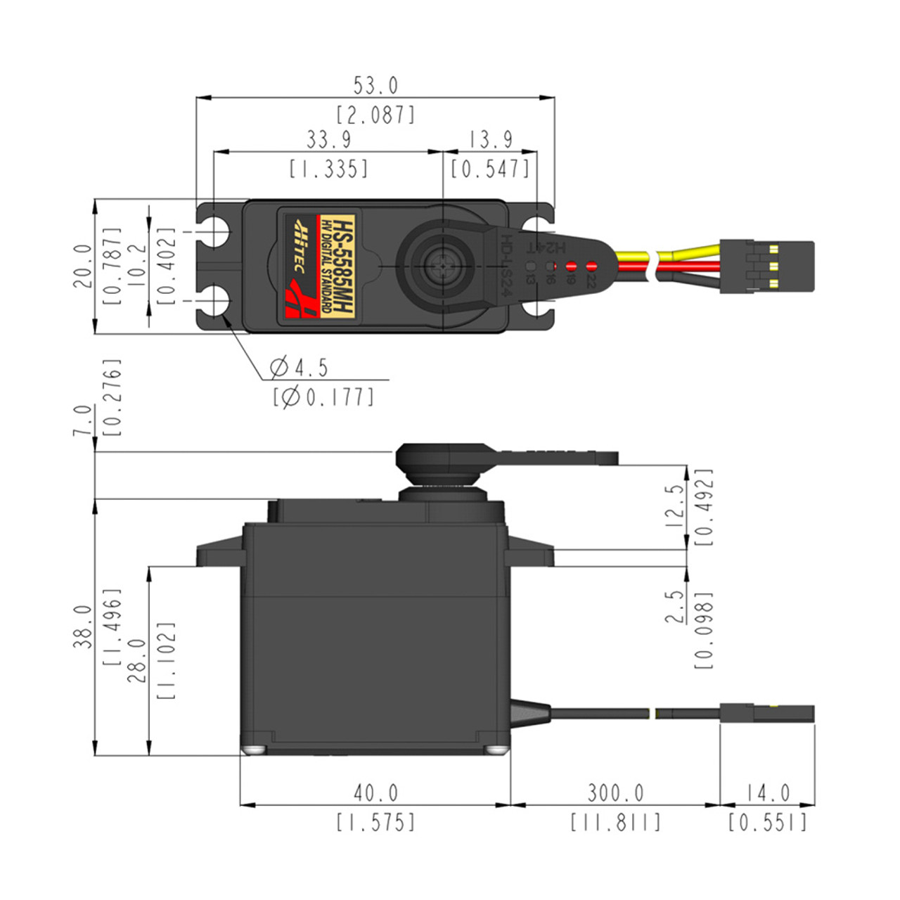 HS-5585MH Wide Voltage Metal Gear 24T Digital Coreless Servo | Hitec Radio Control