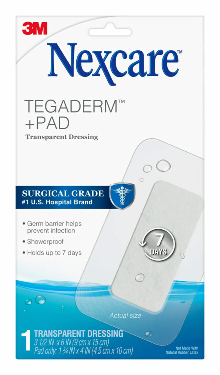 Nexcare Tegaderm + Pad Transparent Dressing W3589, 3 1/2 in x 6 in (9 ...