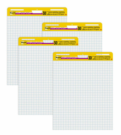 Post-it Super Sticky Easel Pad 560 VAD 4PK, 25 in. x 30 in., Blue Grid ...