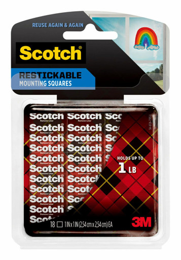Scotch Restickable Mounting Squares R100S, 1 in x 1 in (2.54 cm x 2.54 ...