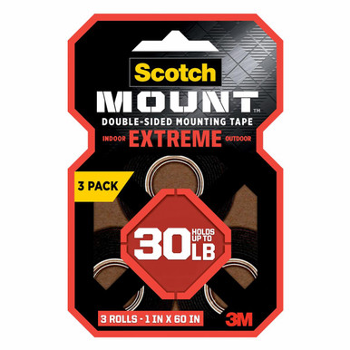Scotch-Mount Extreme Double-Sided Mounting Tape 414H-3PK-DC, 1 in x 60 ...
