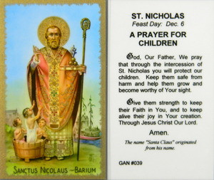 St Nicholas A Prayer for Children Laminated Holy Card - Our Daily Bread ...