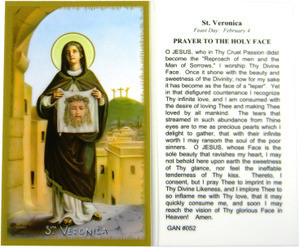 St Veronica Prayer to the Holy Face Laminated Holy Card - Our Daily ...