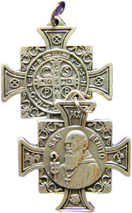 St Benedict 1" Ox Silver Cross Medal - Our Daily Bread Catholic Gifts