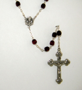 Garnet 7mm Glass Bead Rosary - Our Daily Bread Catholic Gifts