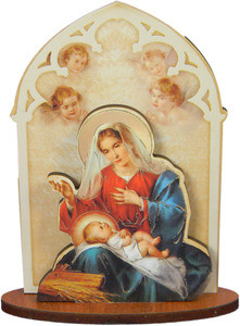 Angels Watching Over Mary and Jesus Wood Stand Christmas Decoration ...