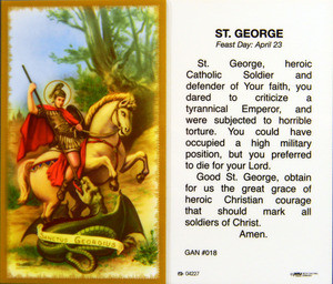 St George Laminated Holy Card - Our Daily Bread Catholic Gifts