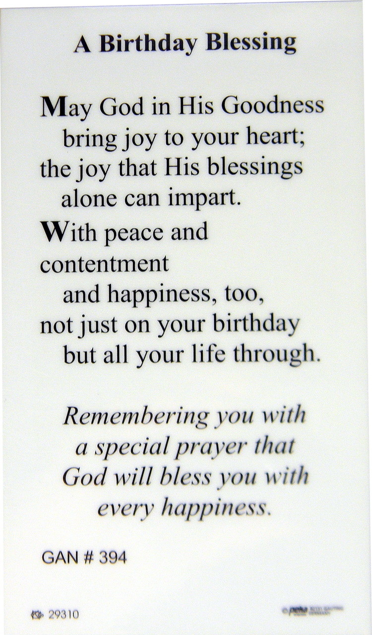 Birthday Blessing Laminated Holy Card - Our Daily Bread Catholic Gifts