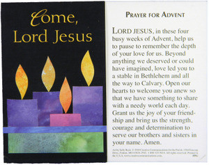 Come Lord Jesus Advent Prayer Card - Our Daily Bread Catholic Gifts