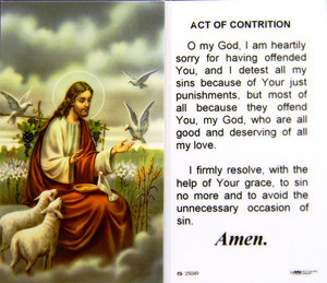 Act of Contrition Laminated Holy Card 059 - Our Daily Bread Catholic Gifts