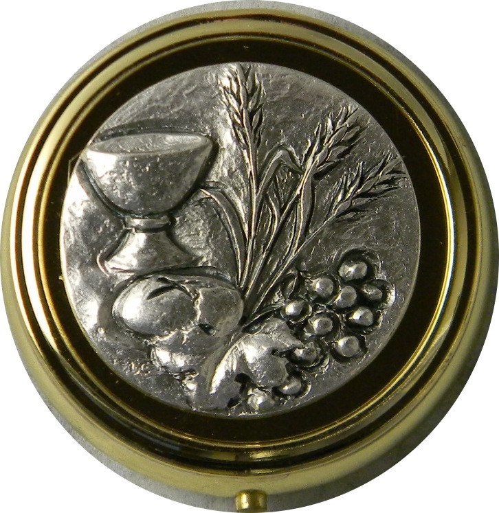 Pyx with Communion Symbols Emblem Large - Our Daily Bread Catholic Gifts