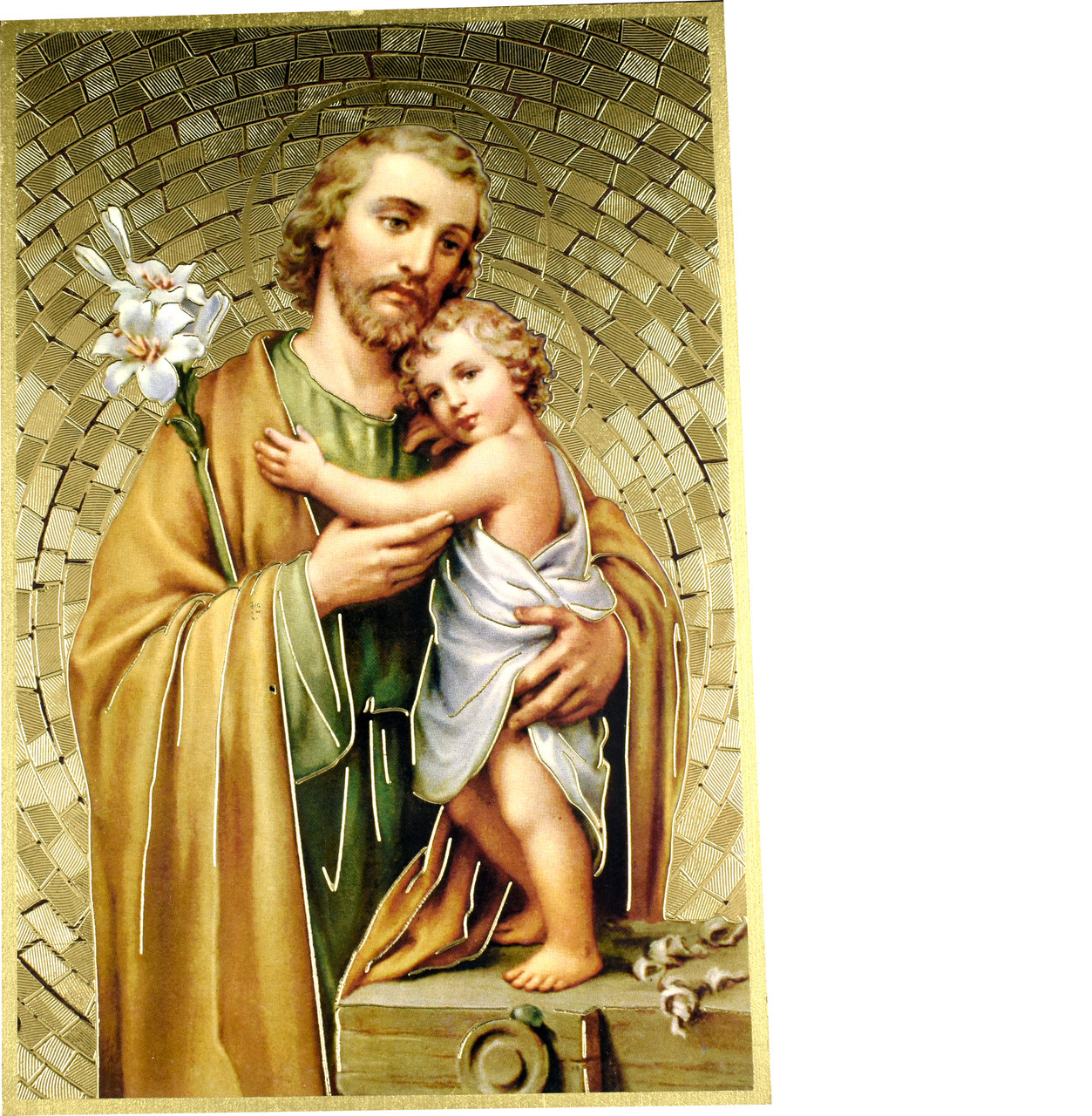 St Joseph Gold Foil Mosaic Wall Plaque with Prayer - Our Daily Bread ...