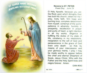 Novena to St Peter Laminated Holy Card - Our Daily Bread Catholic Gifts