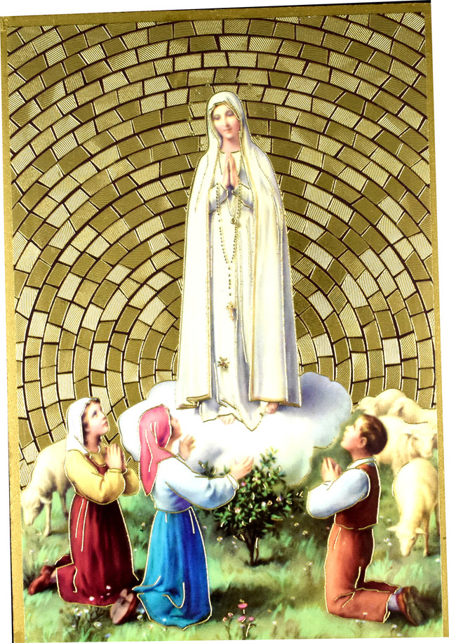 Our Lady of Fatima Gold Foil Mosaic Wall Plaque - Our Daily Bread ...