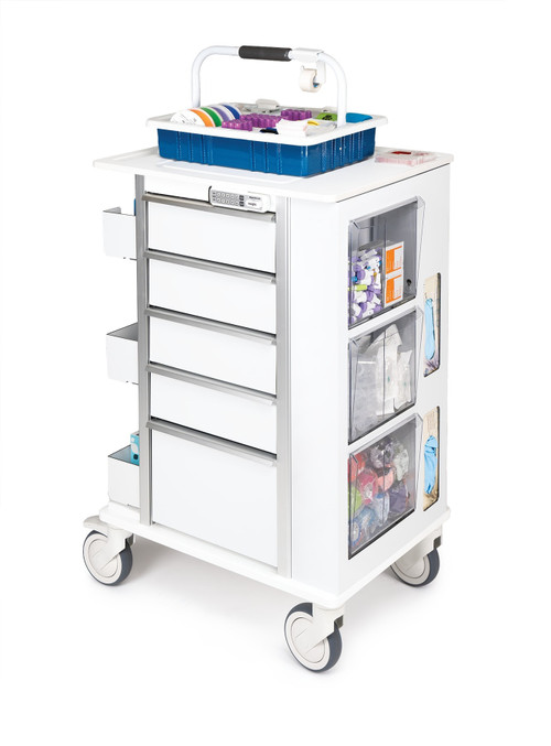 Advanced Phlebotomy Cart With 5 Drawers 5" Casters & E-Lock - Omnimed