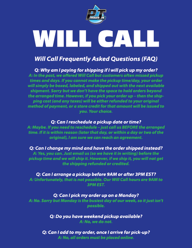 Will Call FAQ